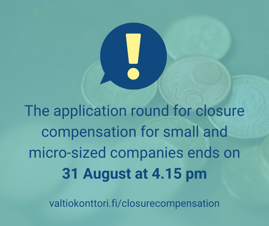 The application round for closure compensation is ending - Valtiokonttori